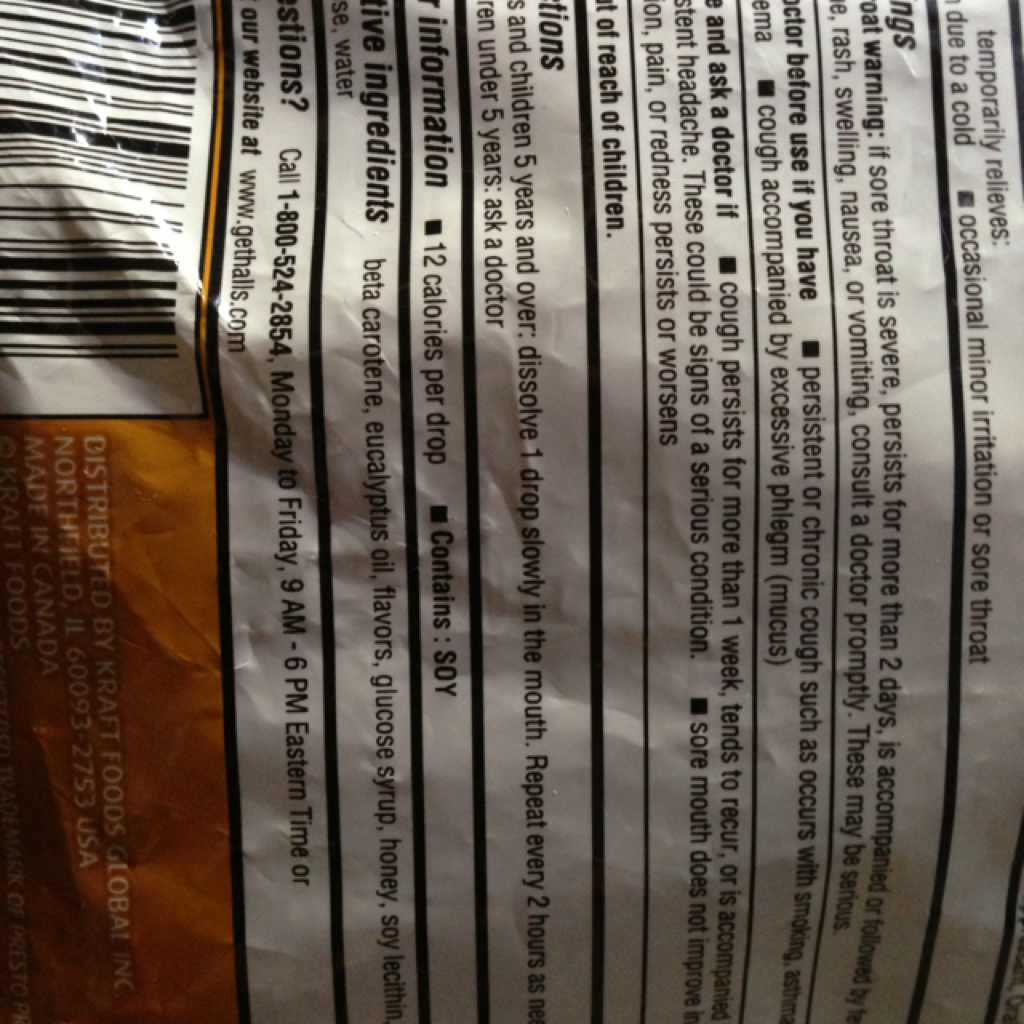 Halls Triple Soothing Action, Honey Lemon: Calories, Nutrition Analysis ...
