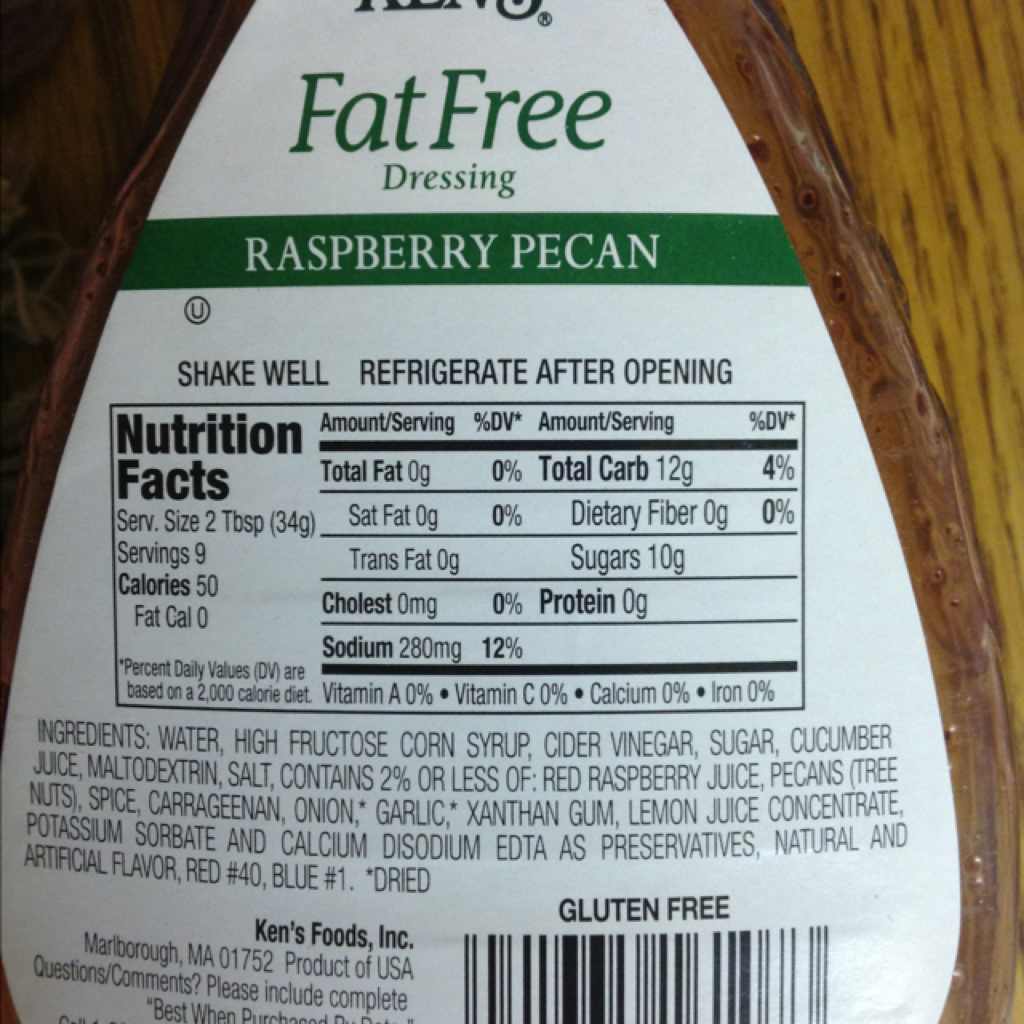 Ken's Steakhouse Dressing, Raspberry Pecan: Calories, Nutrition ...