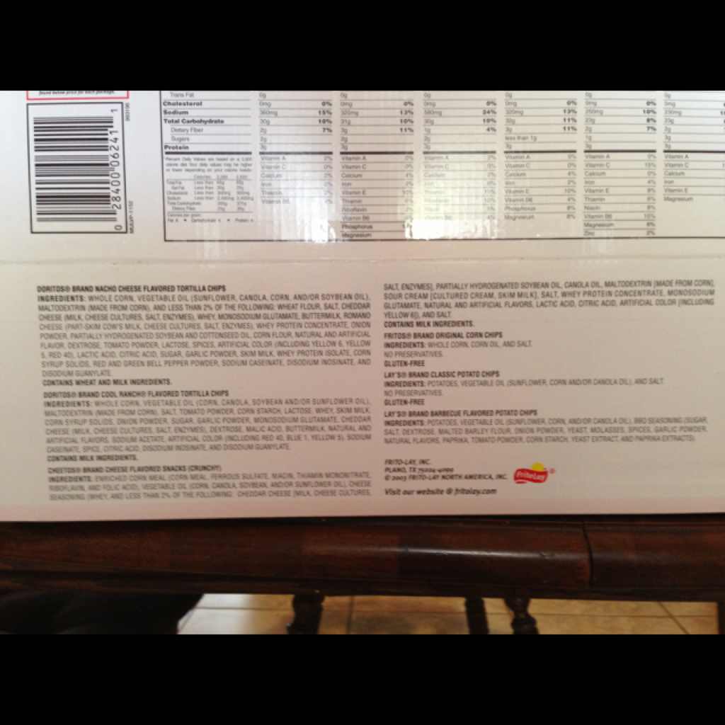 Frito Lay Classic Mix Variety Chips: Calories, Nutrition Analysis ...