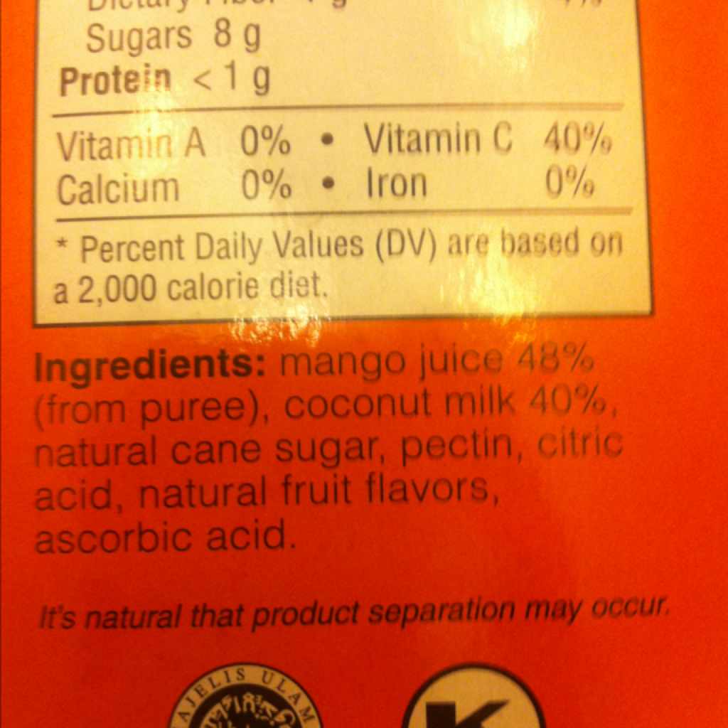Smooze Fruit Ice, Coconut + Mango: Calories, Nutrition Analysis & More ...