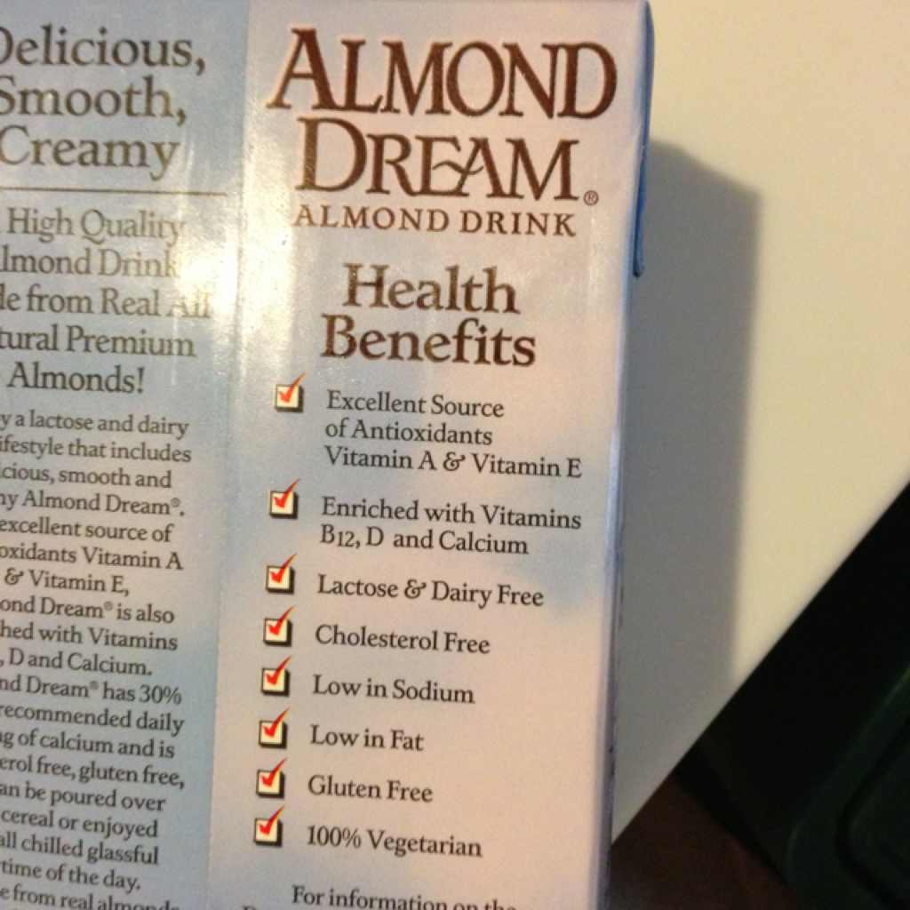 Almond Dream Almond Drink, Original Emriched: Calories, Nutrition ...