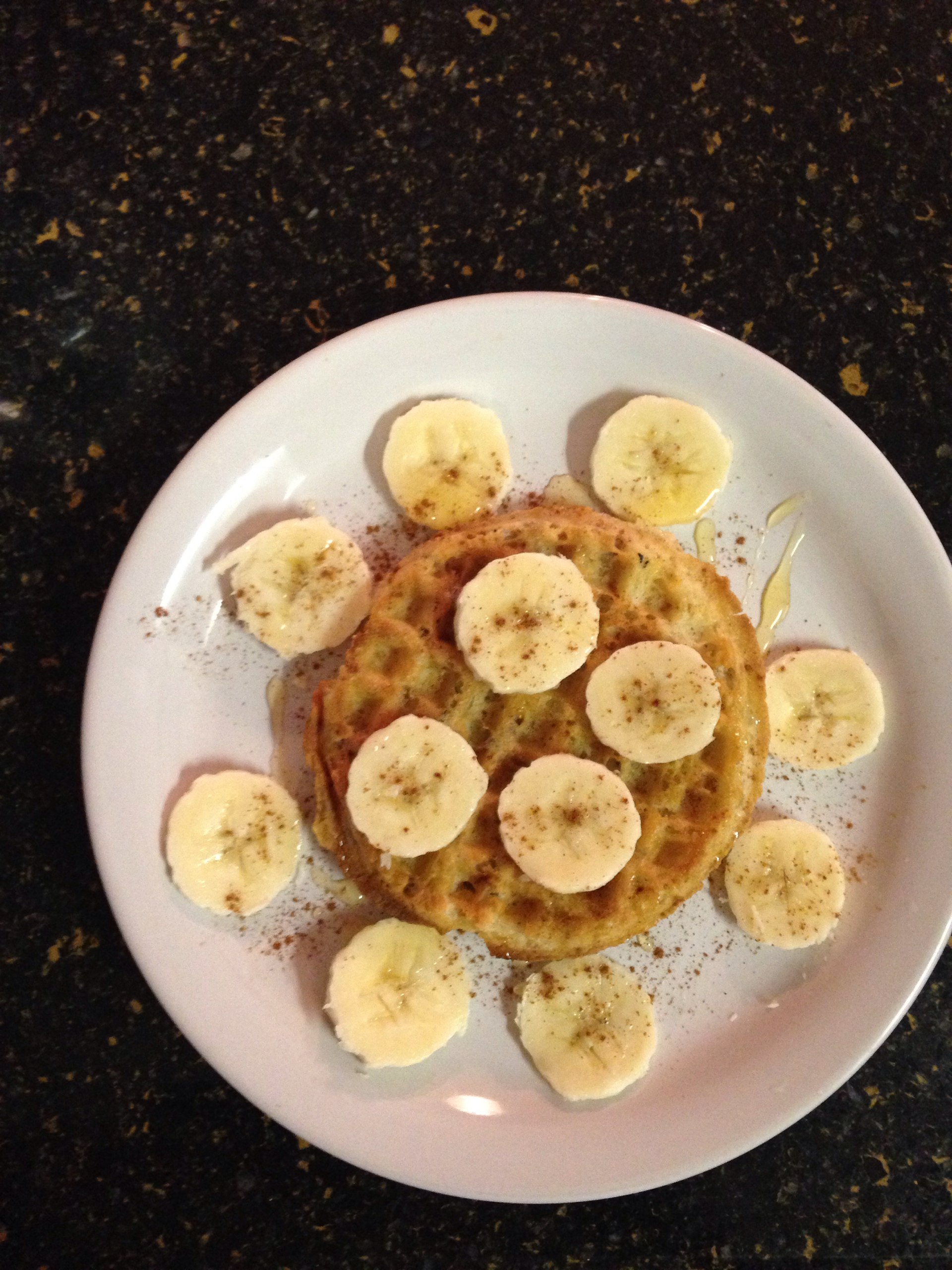 Breakfast. Vans gluten free waffle, half banana and a drizzle of honey ...