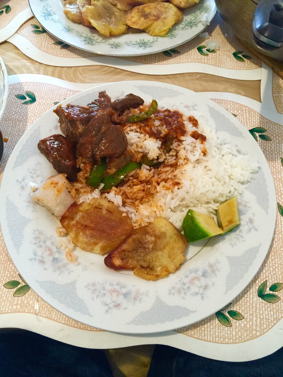 One cup and a half of white rice A whole cup of goat meat with sauce ...