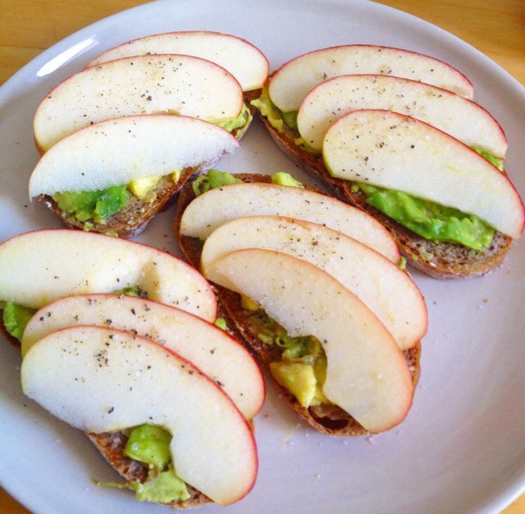 Apple and avocado on walnut bread for a super early breakfast. Major ...