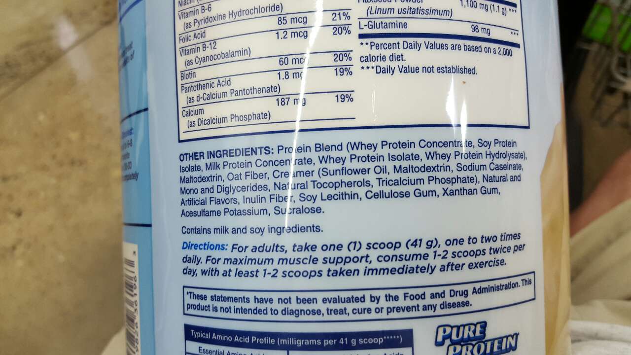 Pure Protein Plus Protein Blend Powder, French Vanilla: Calories ...