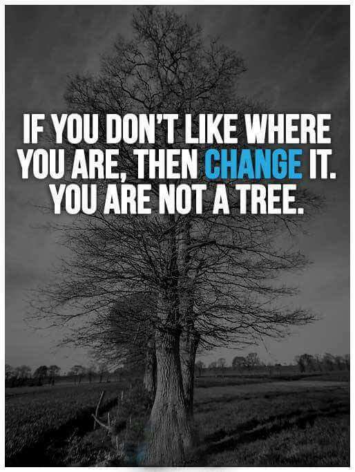 "If you don't like where you are then change it. You are not a tree." I ...