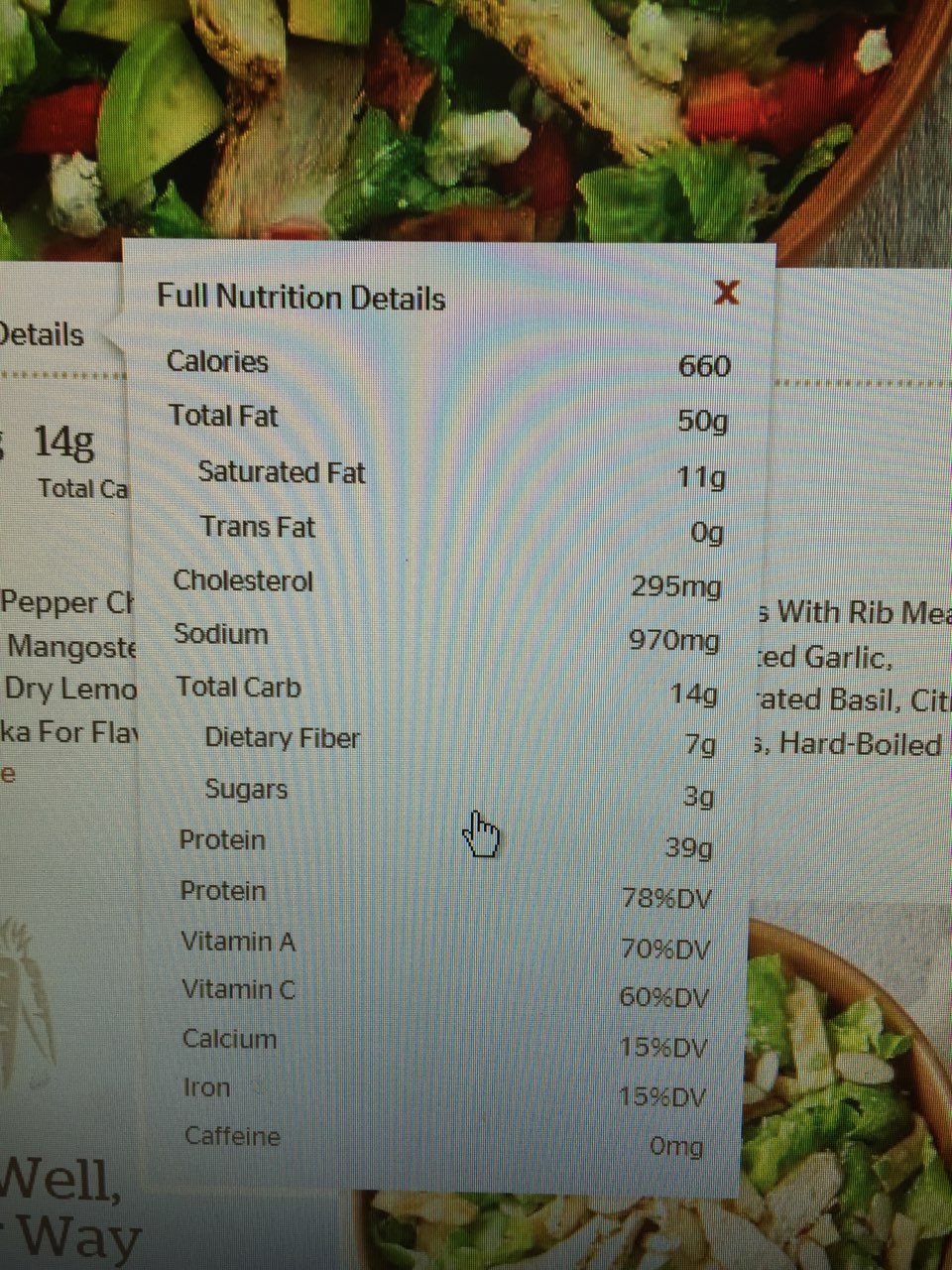 Panera Bread Chicken Cobb with Avocado Salad: Calories, Nutrition ...