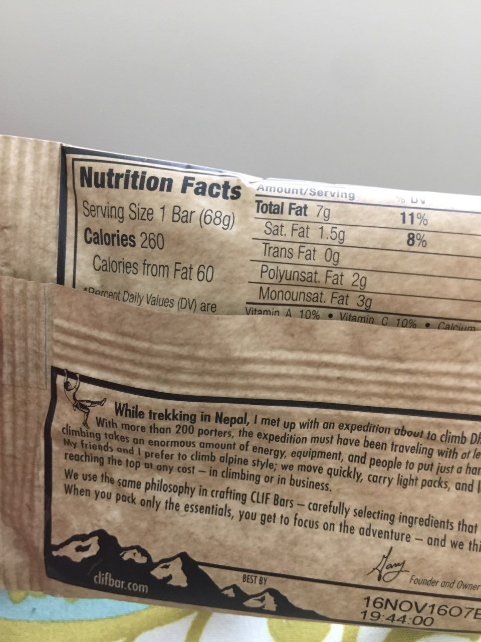 Clif Energy Bar, Chocolate Chip Peanut Crunch: Calories, Nutrition ...
