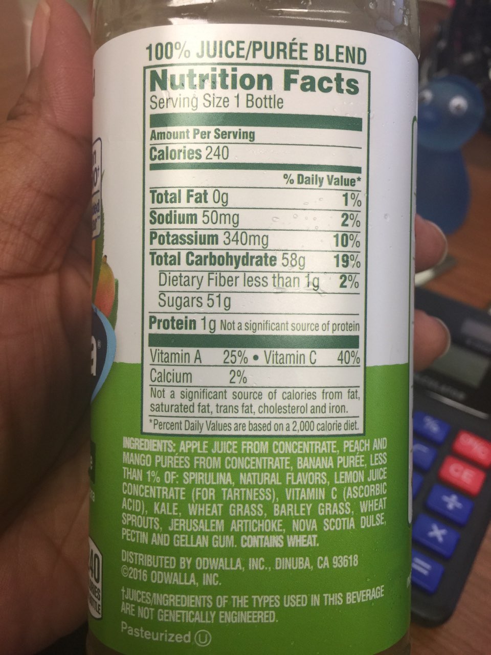 Odwalla Fruit Juice Drink, Micronutrient: Calories, Nutrition Analysis ...