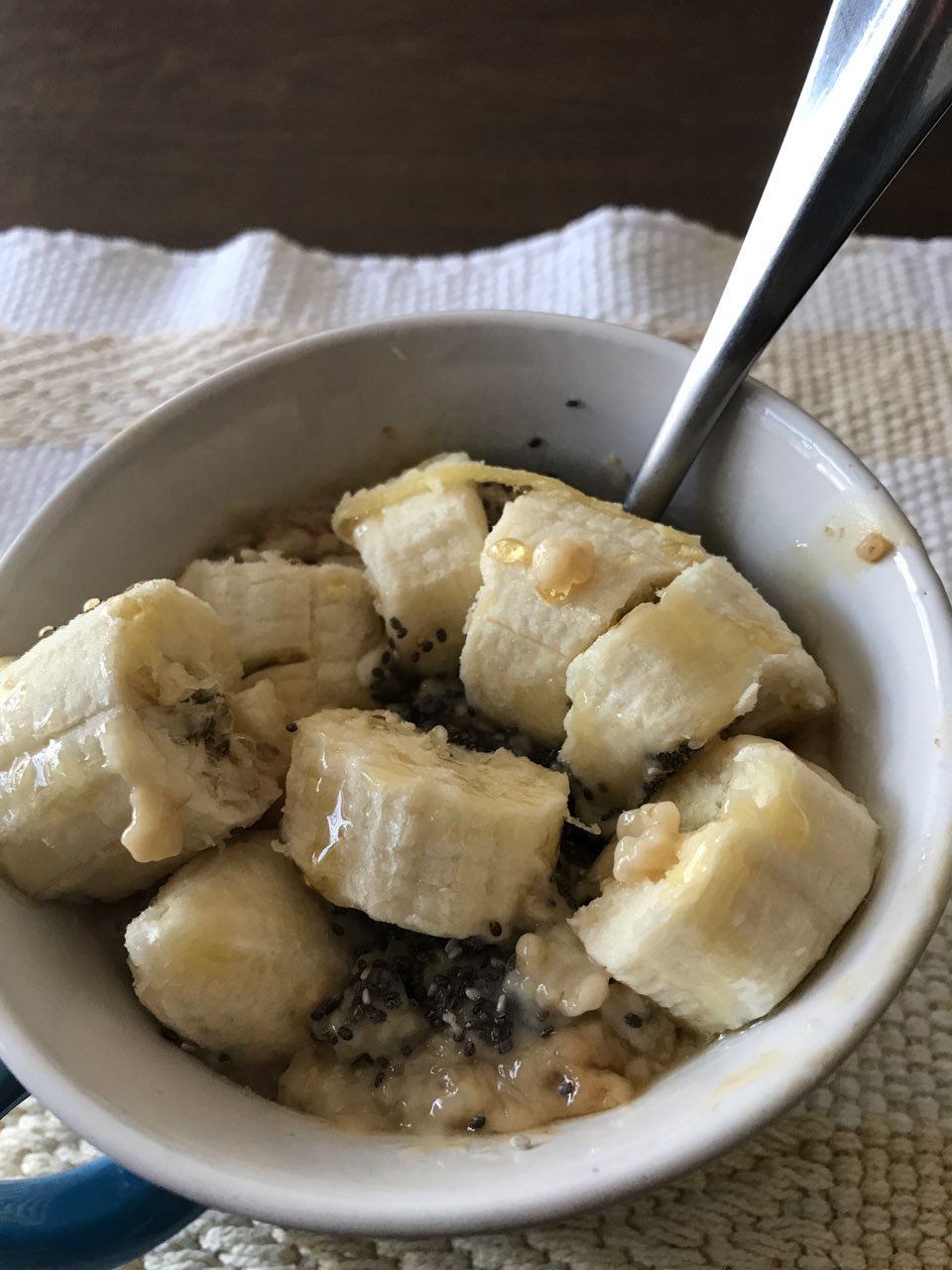 Nothing fancy. Oatmeal rolled oats. With evaporated milk 1/4 raisins 1/ ...