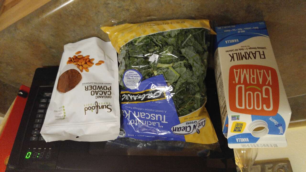 making a smoothie. God only knows how it will taste but it's calories ...