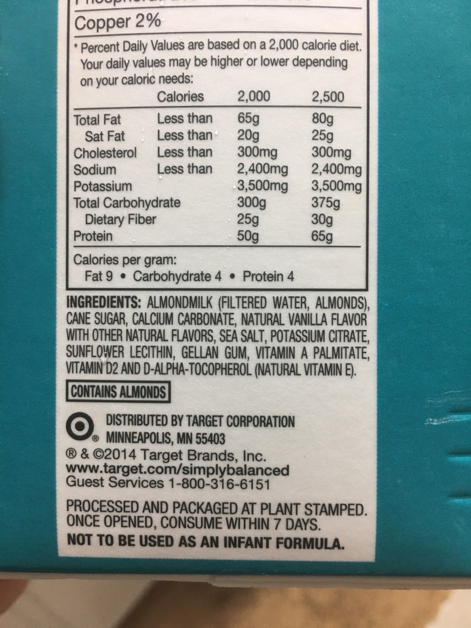 Simply Balanced Almondmilk, Vanilla: Calories, Nutrition Analysis ...