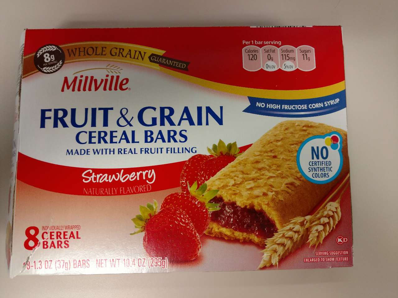 Millville Cereal Bars, Fruit & Grain, Strawberry: Calories, Nutrition ...