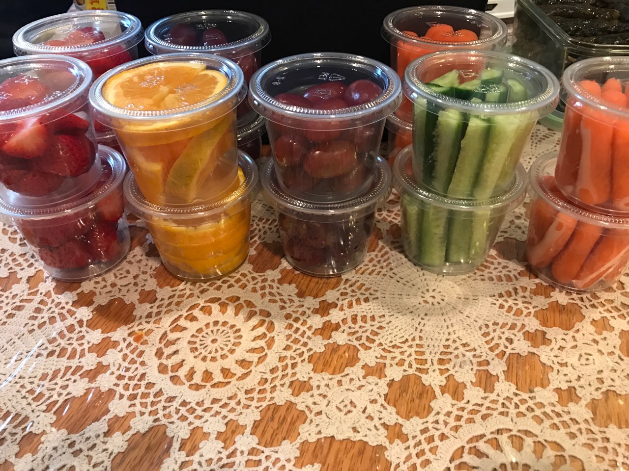 Prepared fruit cups this morning. Every day I pack 4 lunches and an ...
