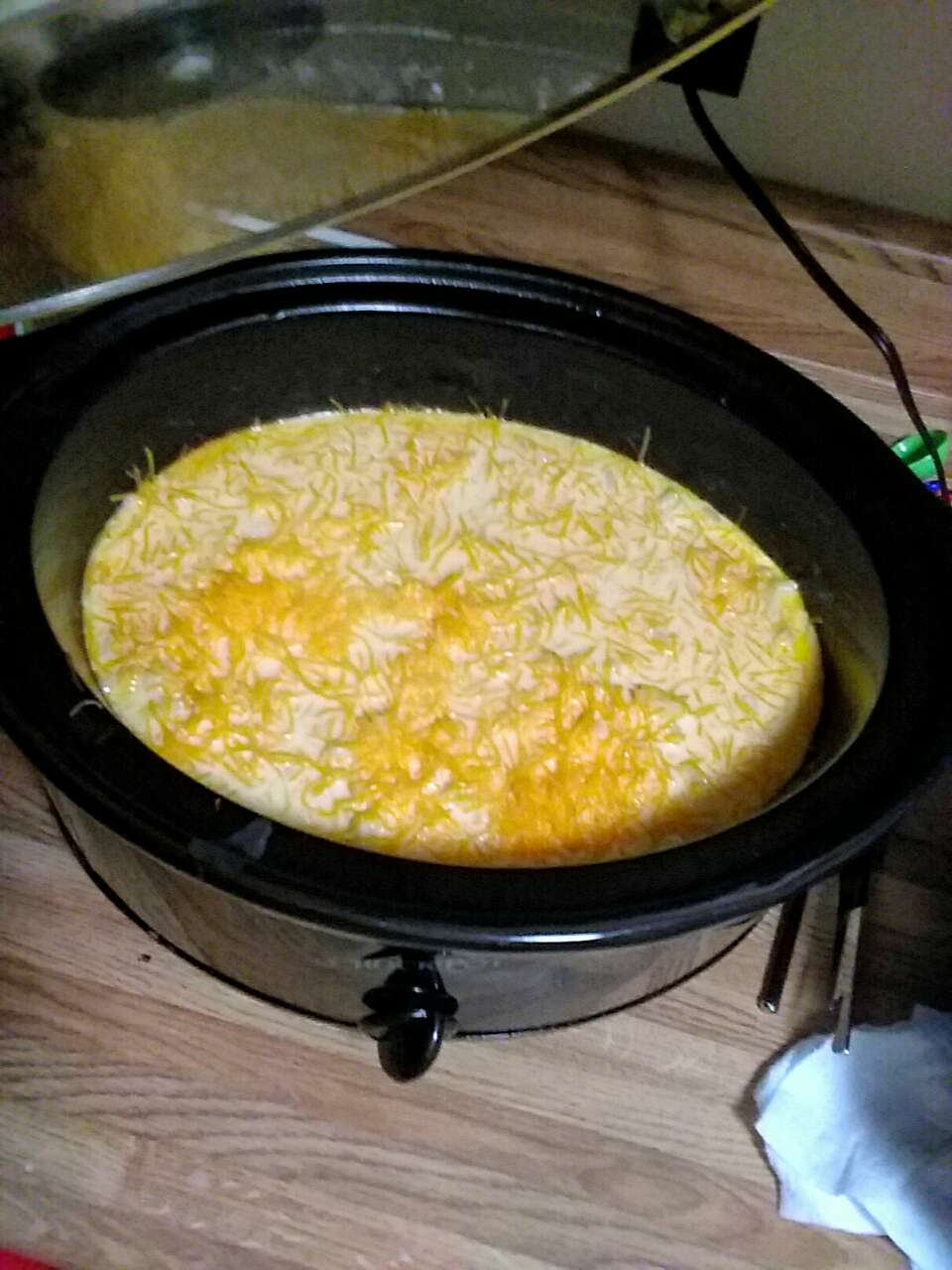 in 3 1/2 hours this cheesy goodness will be done and ready to eat😊 ...