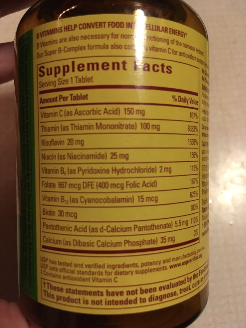 Nature Made Dietary Supplement, Super B-Complex W/Vitamin C & Folic ...