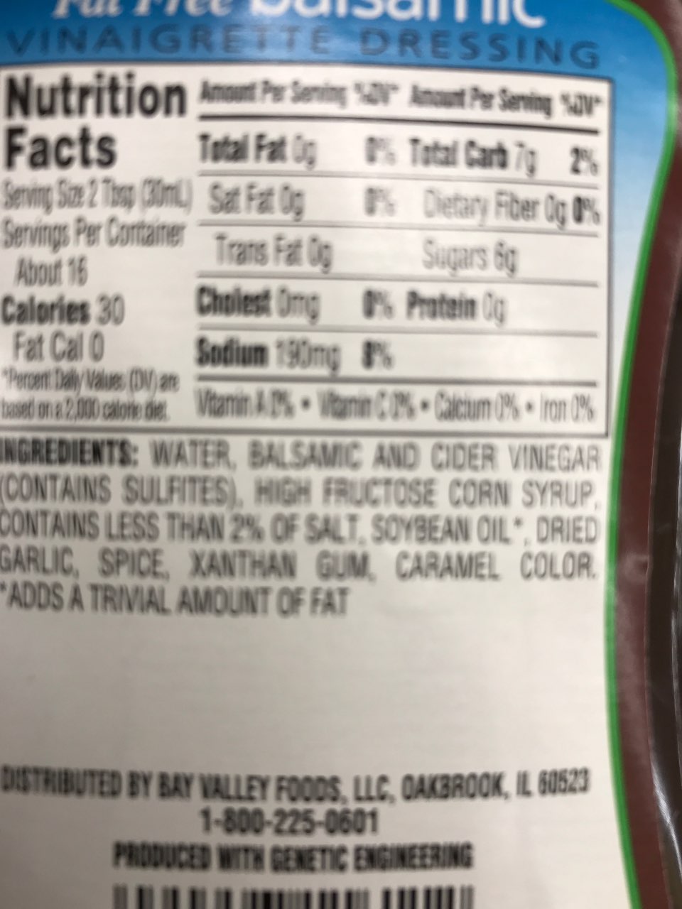 Olde Cape Cod Dressing, Fat Free, Balsamic Vinaigrette: Calories ...