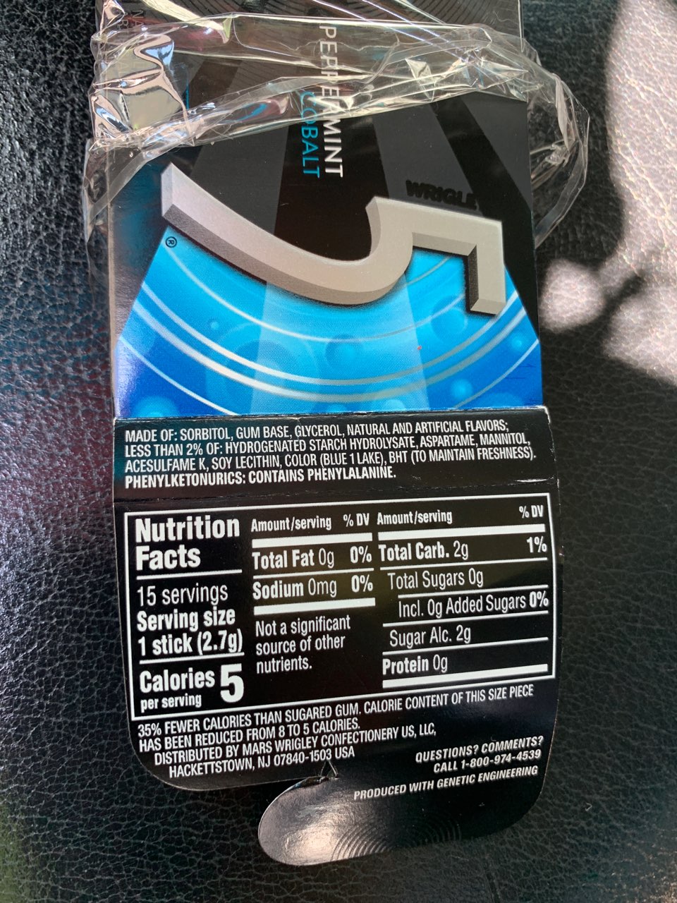 Wrigley s 5 Gum Sugarfree Peppermint Cobalt Calories Nutrition Wrigley s 5 Gum Sugarfree Peppermint Cobalt Calories Nutrition