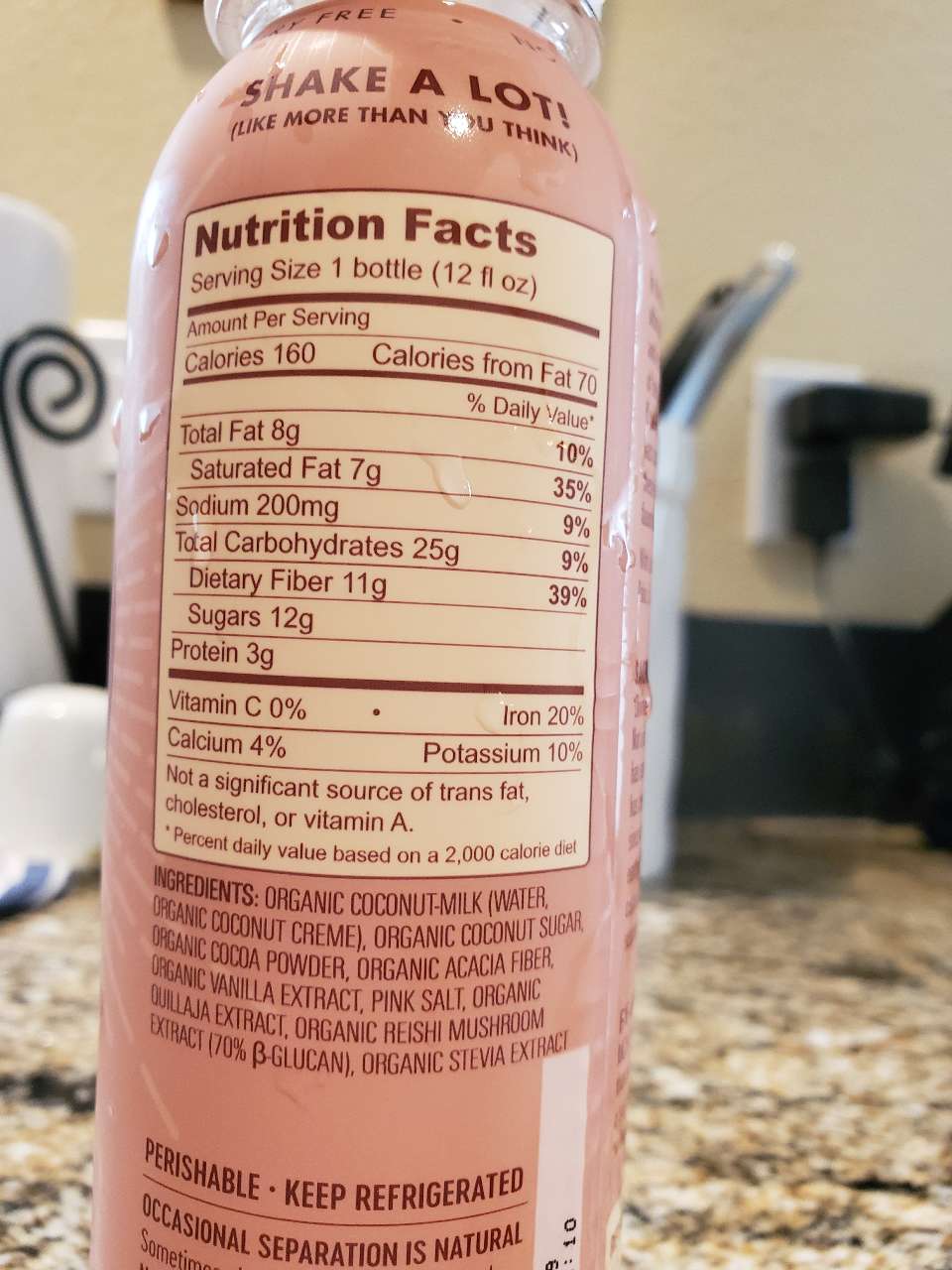 Rebbl Immunity Elixir, Reishi Chocolate, Organic: Calories, Nutrition ...