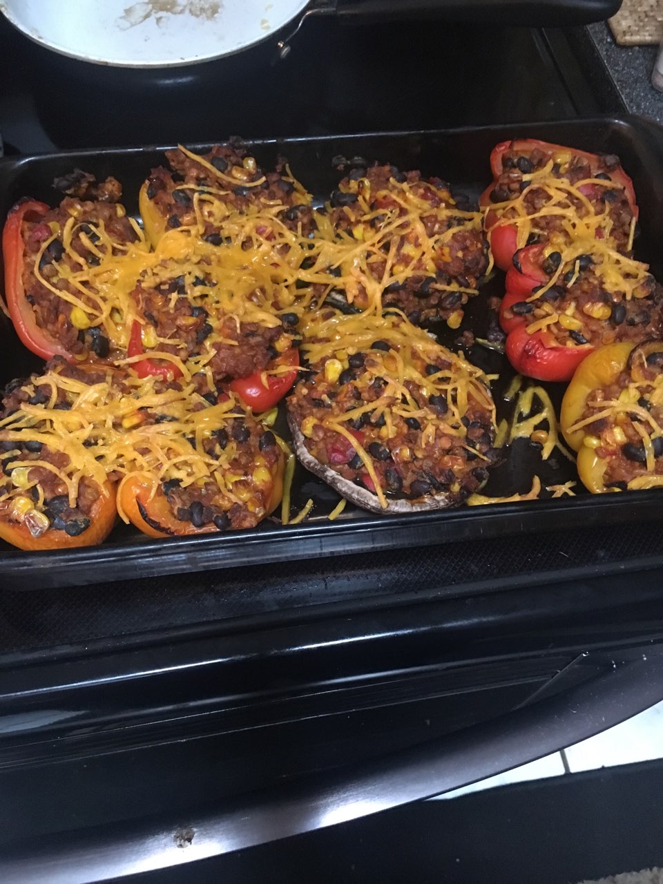 Brought vegan stuffed peppers to a meatloaf party.... gotta feed my ...