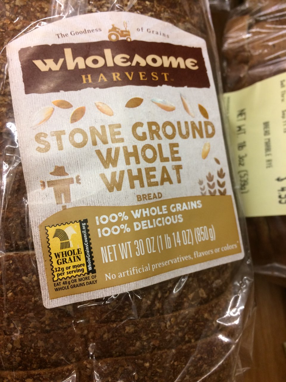 Wholesome Harvest Bread, Stone Ground Whole Wheat: Calories, Nutrition ...