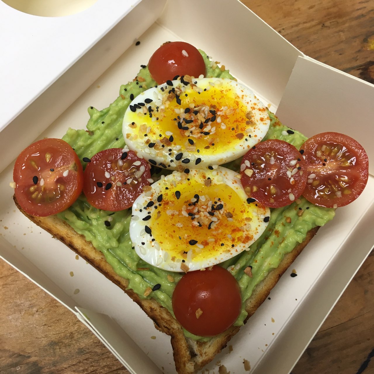 More avo toast experimenting at work. We need actual plates but we’re ...