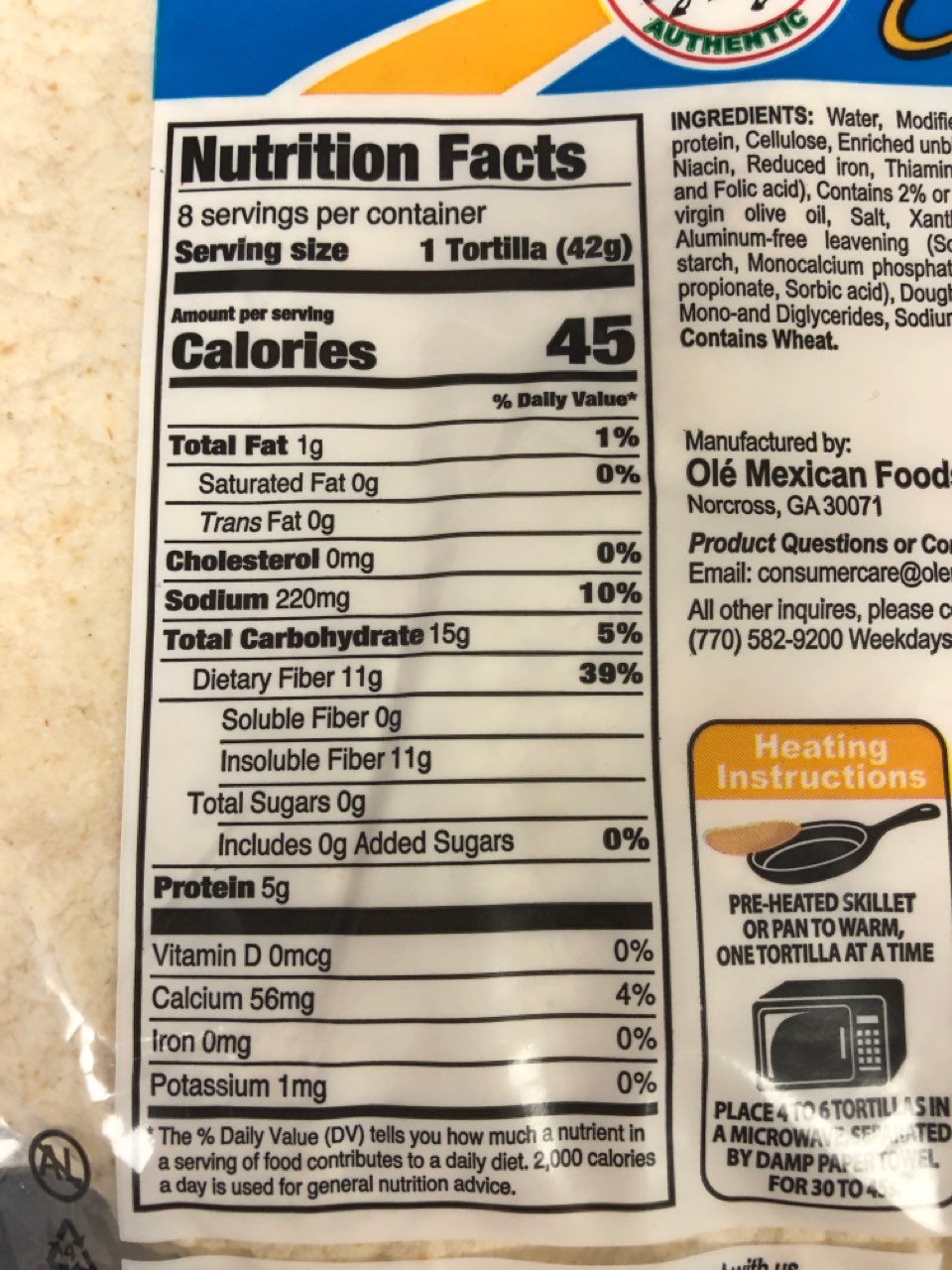 Calories In A Taco Carb Tortillas Low Banderita Counter Nutrition