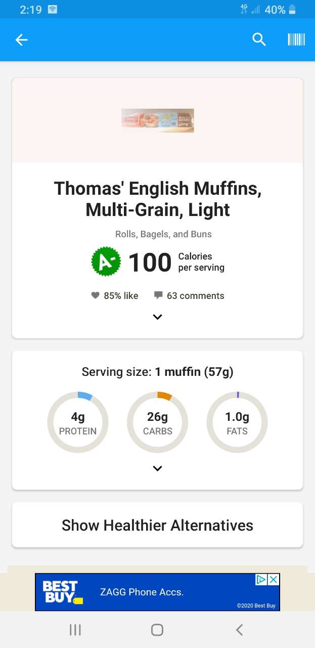 How Many Calories In A Thomas English Muffin