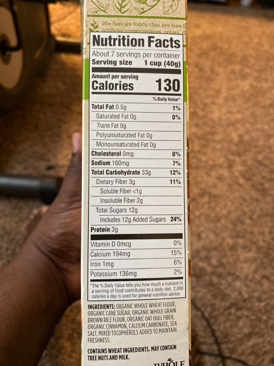 365 Everyday Value Organic Crunchy Cinnamon Squares: Calories ...