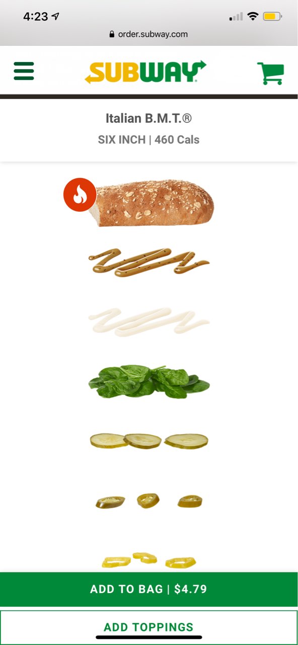 Subway 6" Italian B.M.T.: Calories, Nutrition Analysis & More | Fooducate