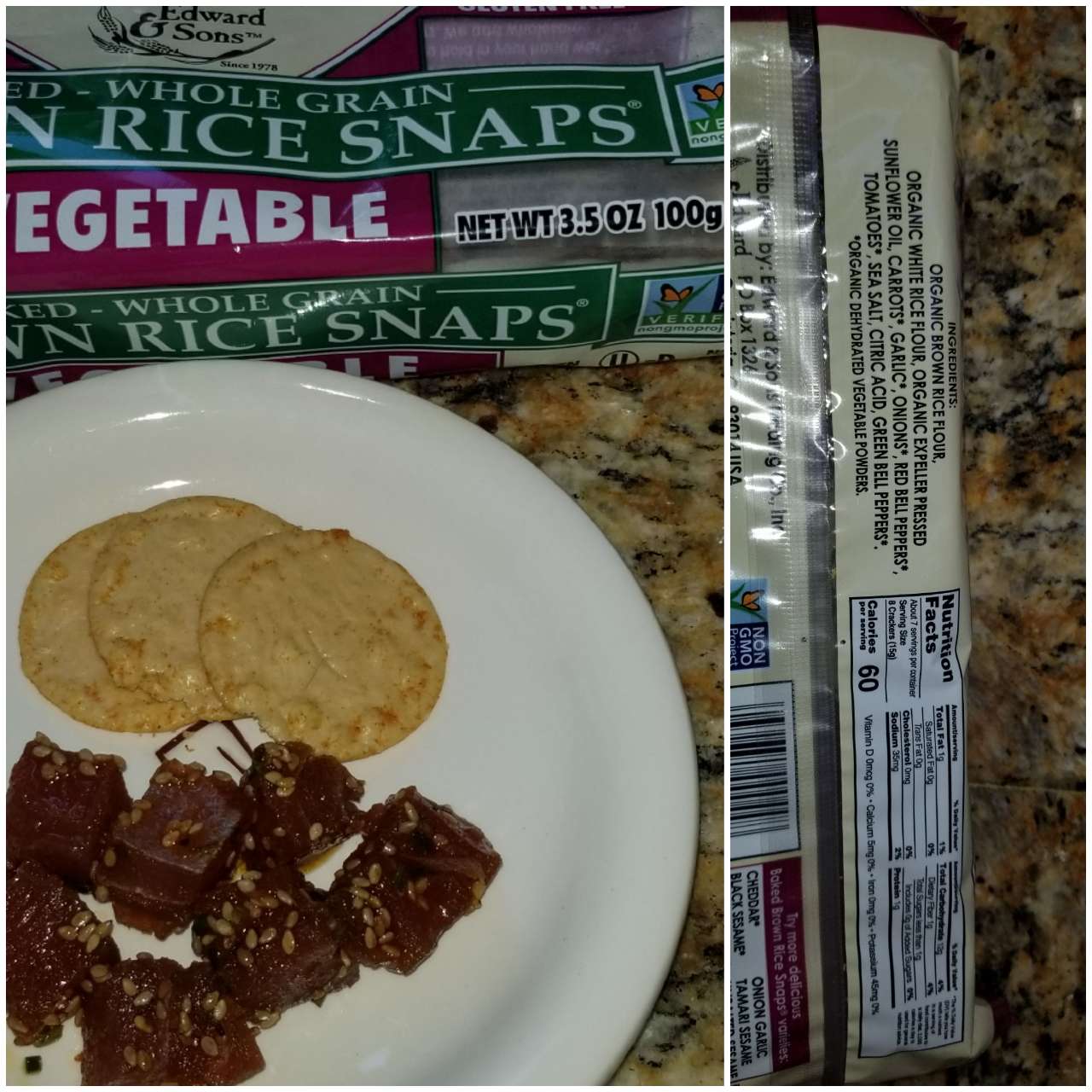 Lite late lunch, a little poke and a few crackers. Has anyone had these ...