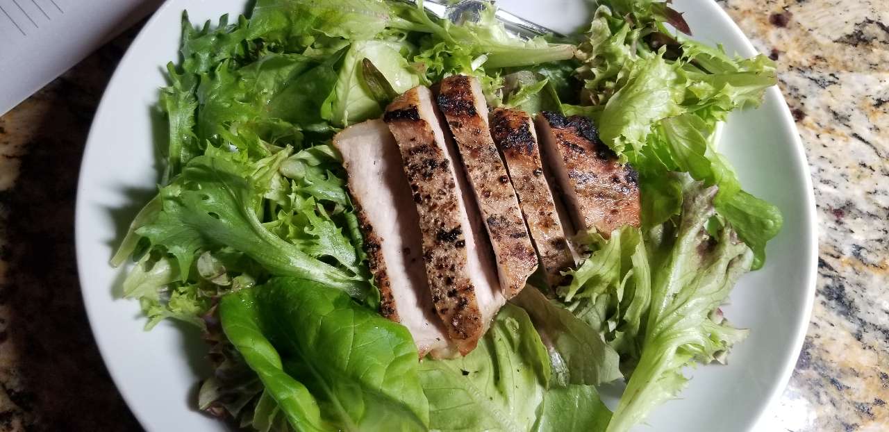 Meal 5 local greens with 4 oz grass-fed pork, and only meat today! I ...