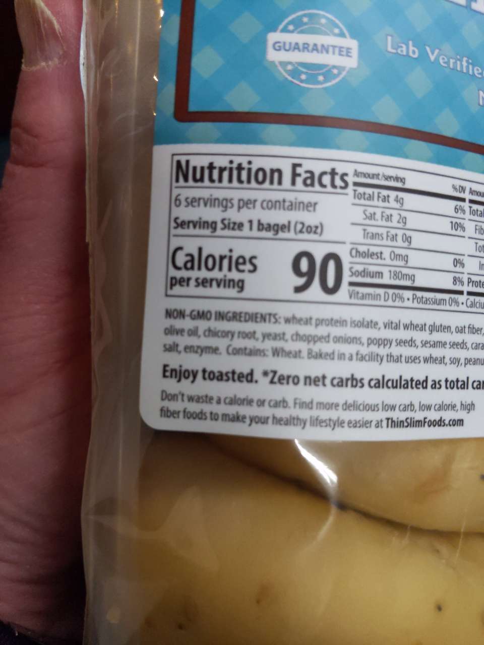 Thin Slim Foods Bagels, Zero Net Carb, Everything Inside: Calories ...