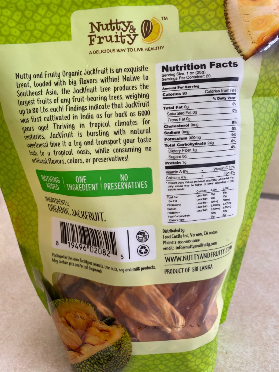 Nutty and Fruity Dried Jackfruit, Organic: Calories, Nutrition Analysis & More | Fooducate