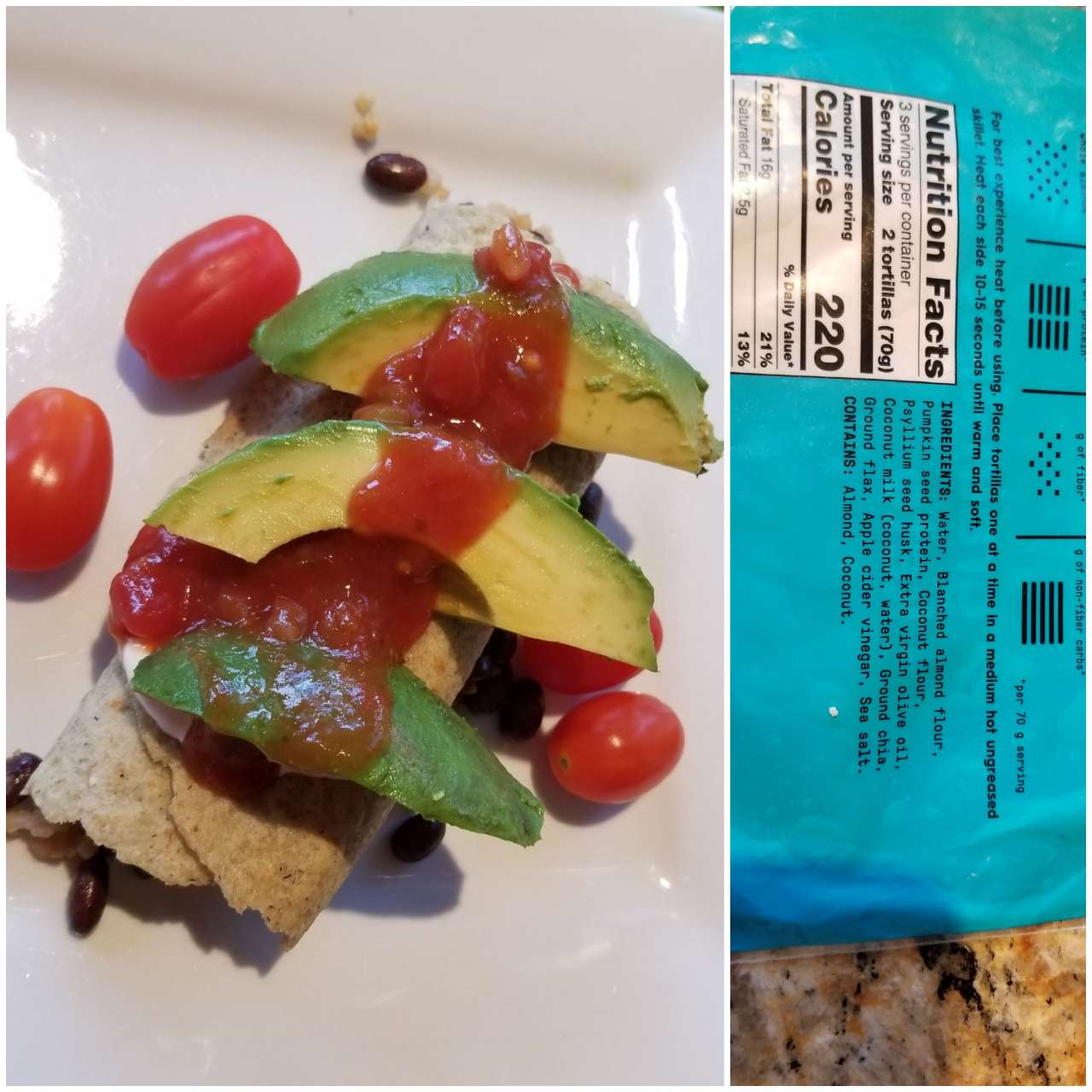 L-- Black soybean and cauliflower rice /w avo, tsp Nancy's probiotic ...