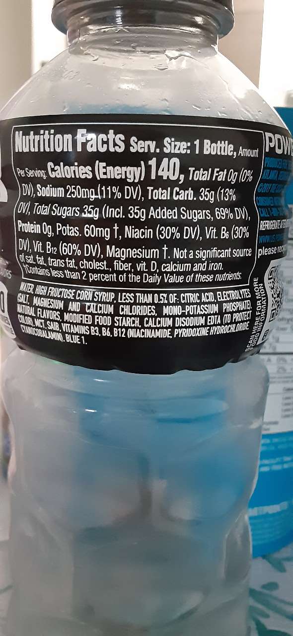 Powerade Sports Drink, Mountain Berry Blast: Calories, Nutrition ...