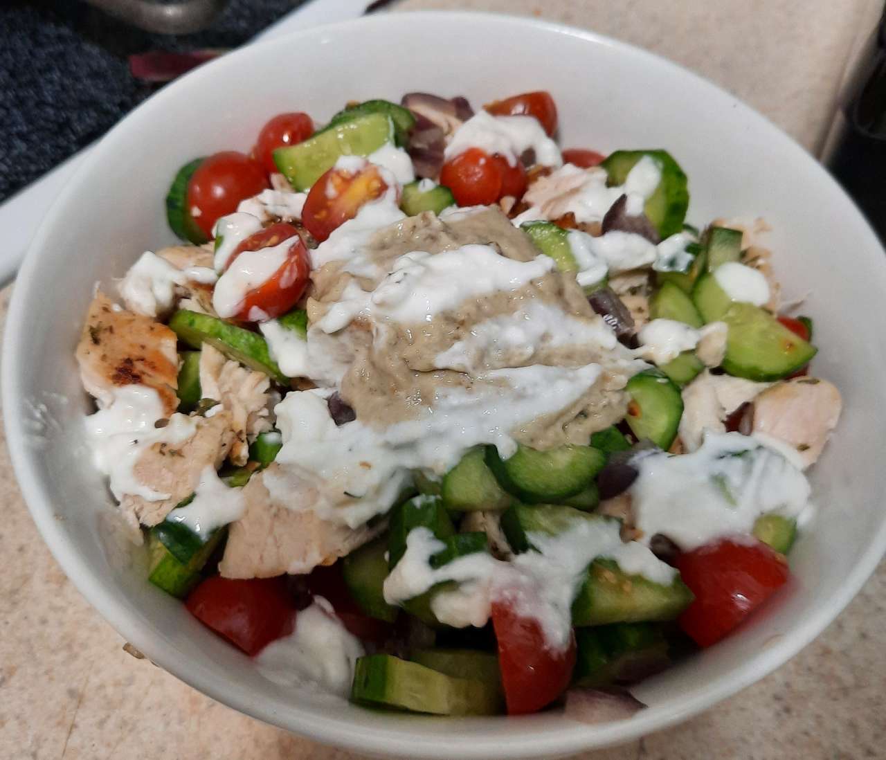 Salad topping for my Greek bowl. Cucumbers and Tomatoes from my garden ...