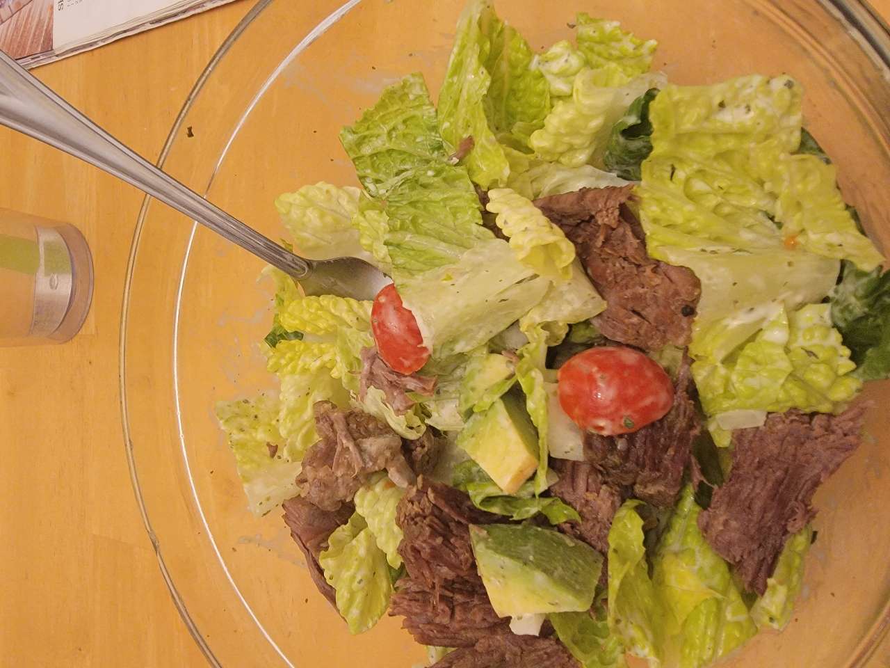 Shredded Salsa Beef Salad is for dinner tonight. Creamy Si Si Cilantro ...