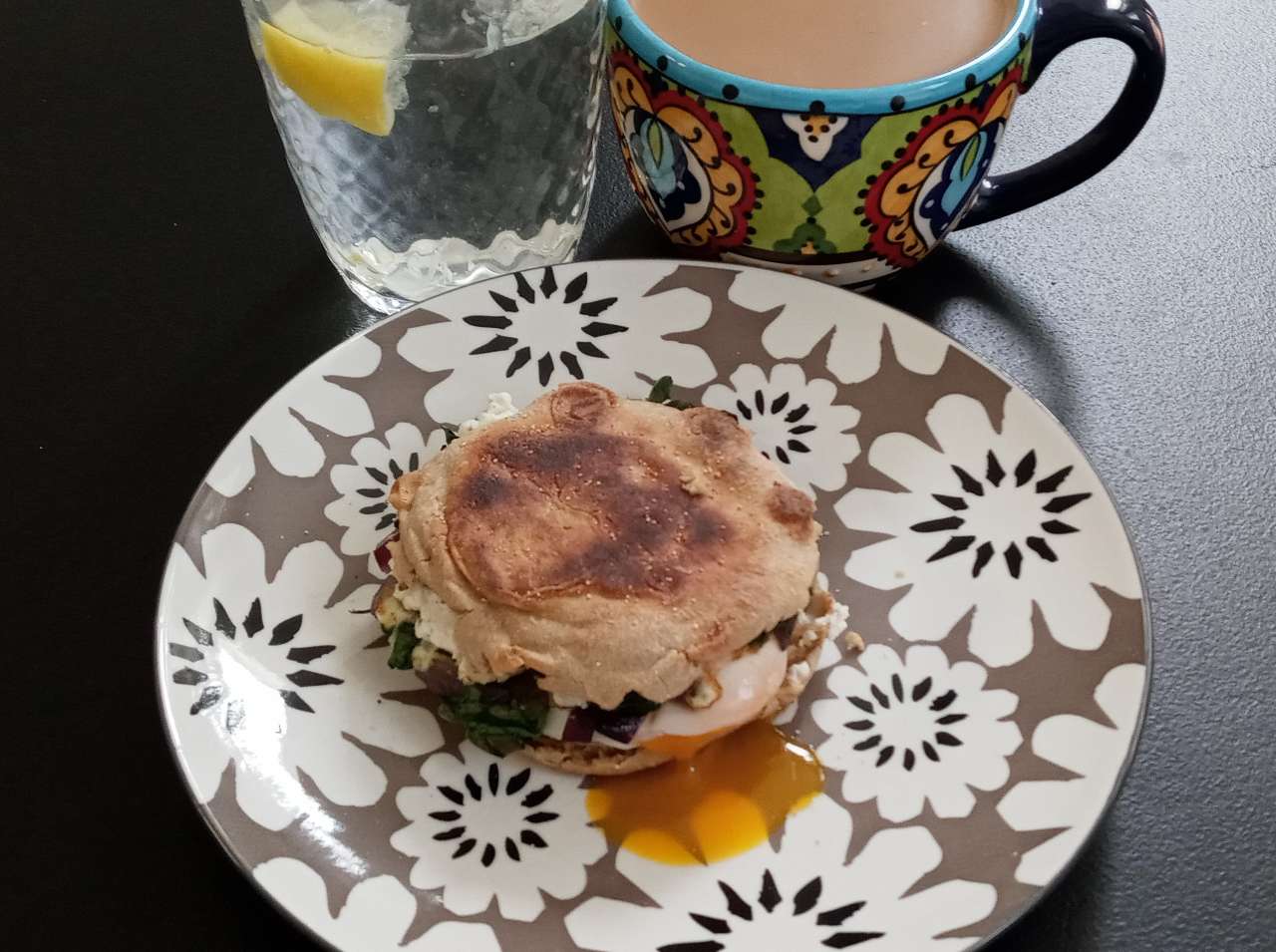 Breakfast was Coffee, Thomas light multi-grain English muffin, onions ...