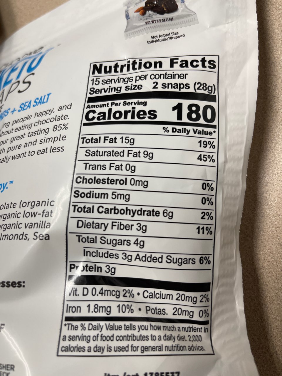 Chocxo Choc Keto Snaps, Dark Chocolate, Coconut & Almonds + Sea Salt ...