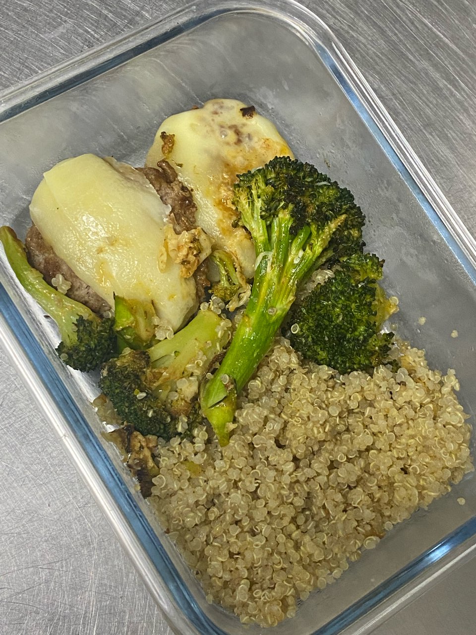 Small random Lunch. Just 2 small patties with cheese, quinoa, roasted ...