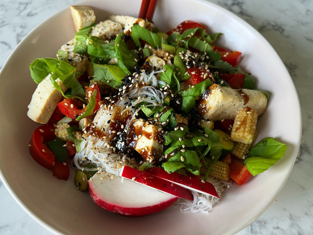 Rice noodle dinner thingy by Chef Z | Fooducate Diet Motivation