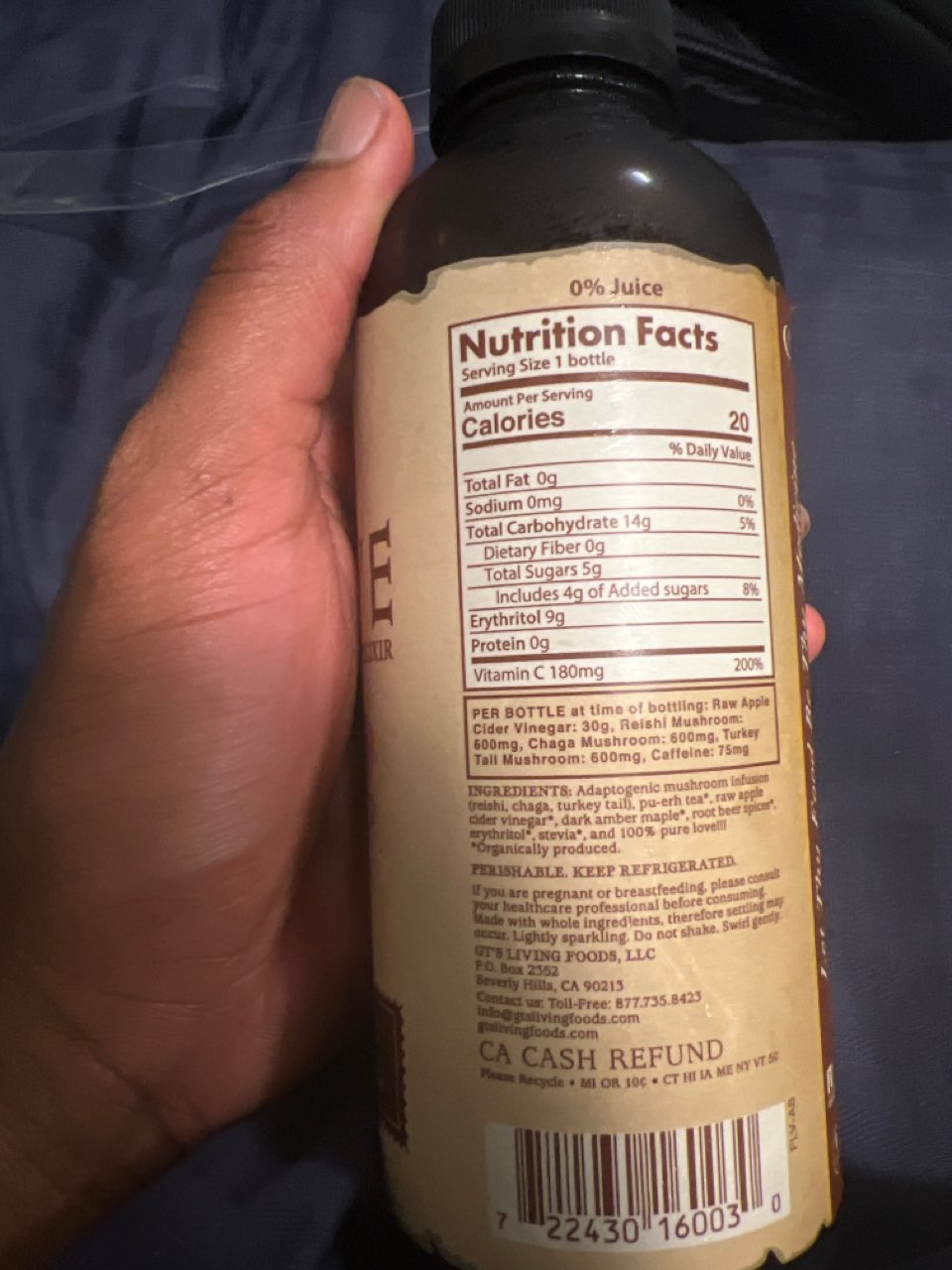 GT's Adaptogenic Tea, Alive, Pu-erh Root: Calories, Nutrition Analysis ...