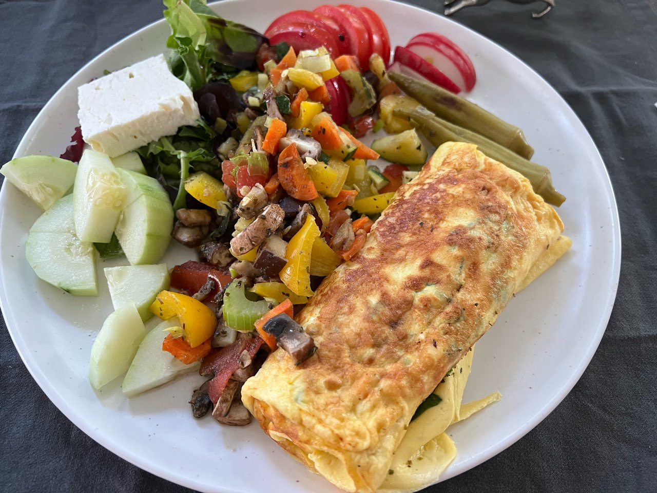 Champagne brunch today was a Mediterranean-appropriated-Japanese-egg ...