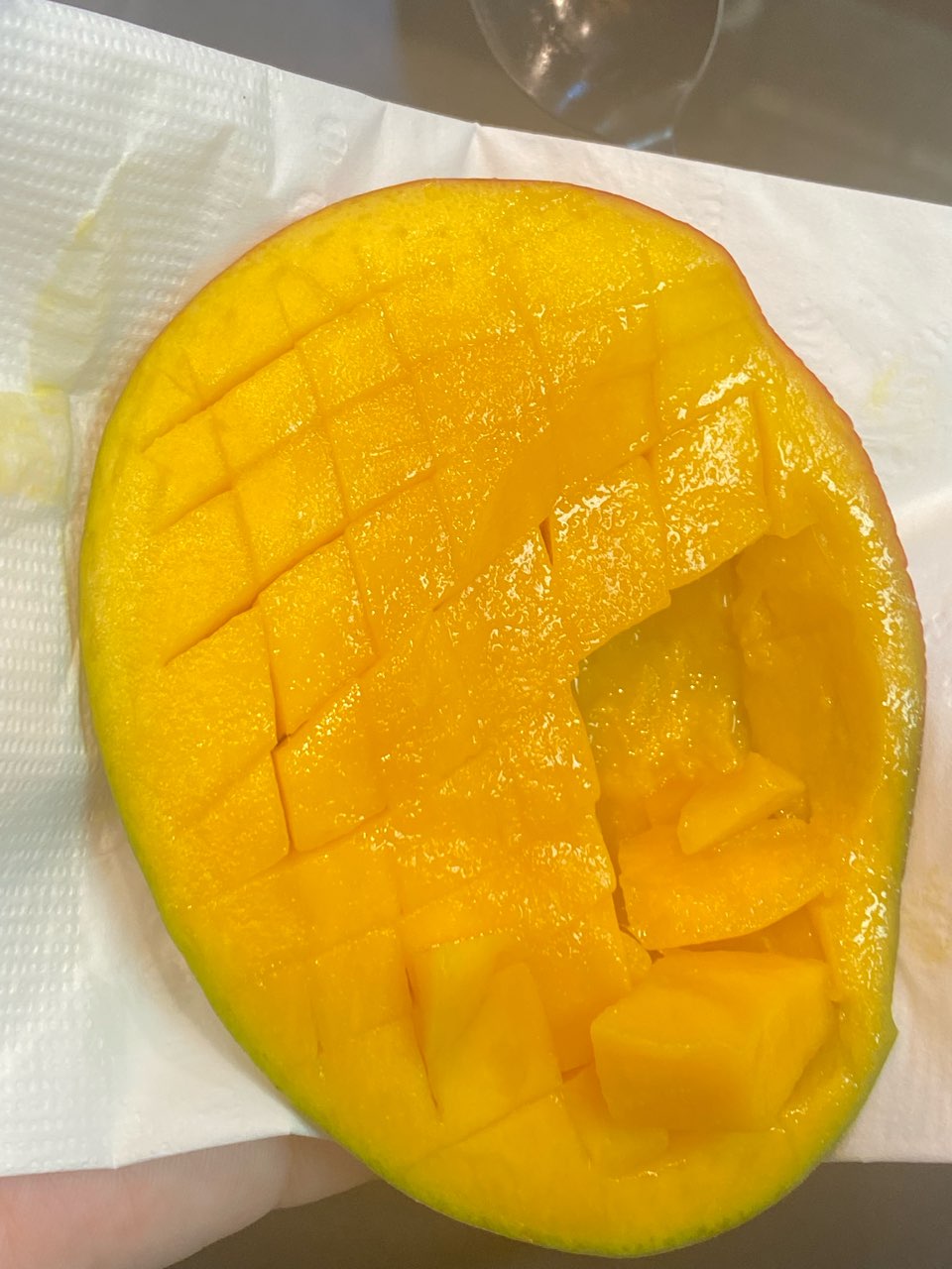 Eating a half mango at work. Im hungry. | Fooducate Diet Motivation