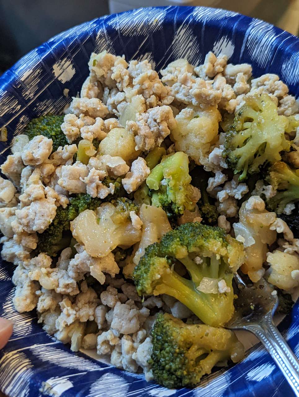 broccoli, cauliflower and ground chicken and onions | Fooducate Diet ...