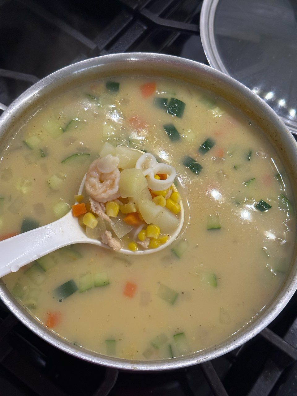 Seafood soup. Supposed to be a seafood chowder but it needed to be low ...
