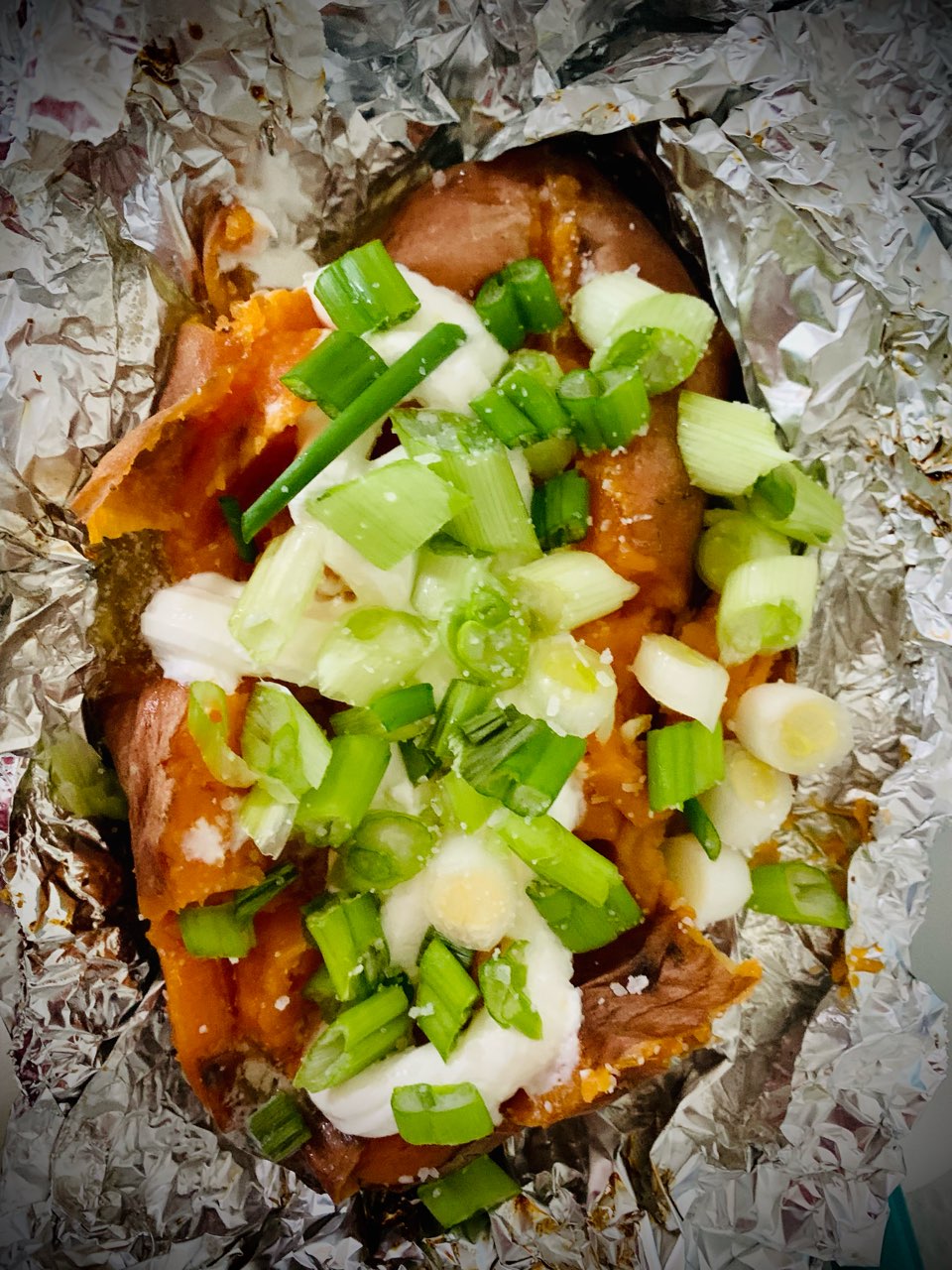 afternoon power up !!! baked sweet potato butter sour cream green ...