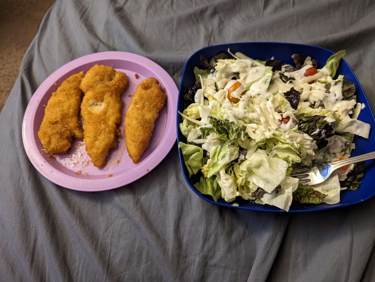 Leftover chicken and a nice big salad for my 2nd meal. Not interested ...