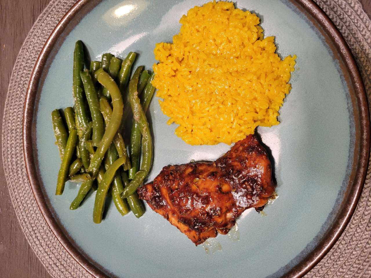 Dinner: garlic balsamic chicken thighs, turmeric and cumin rice, GB ...